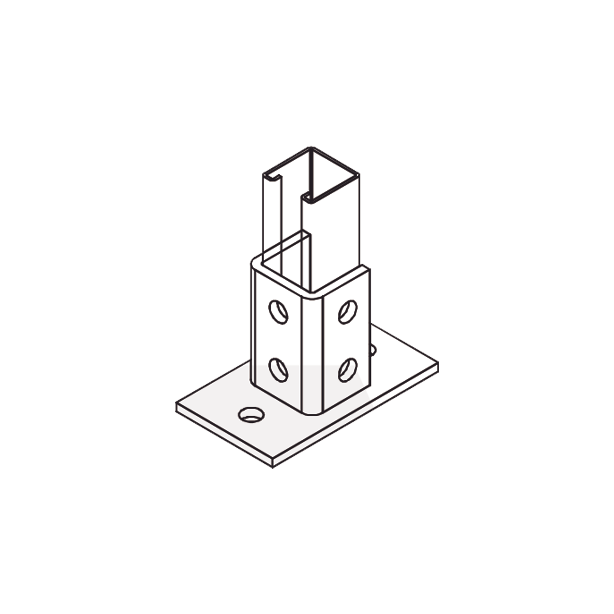 Base Rectangular con 2 perforaciones para Perfil Sencillo. – ProLink