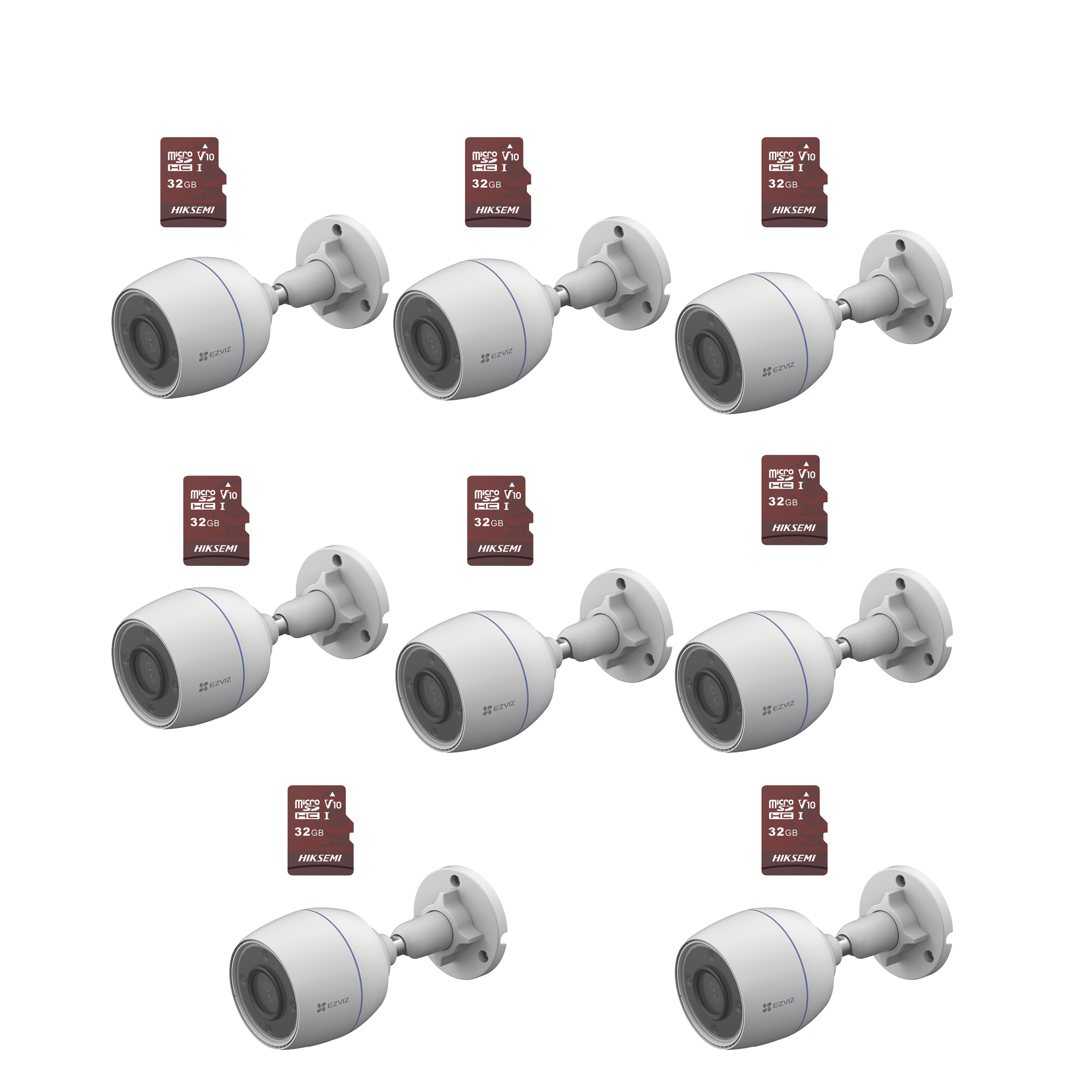 Kit de Camaras WiFi, Incluye 8 Piezas CS-H3C y 8 Piezas HS-TF-E1/32G ...
