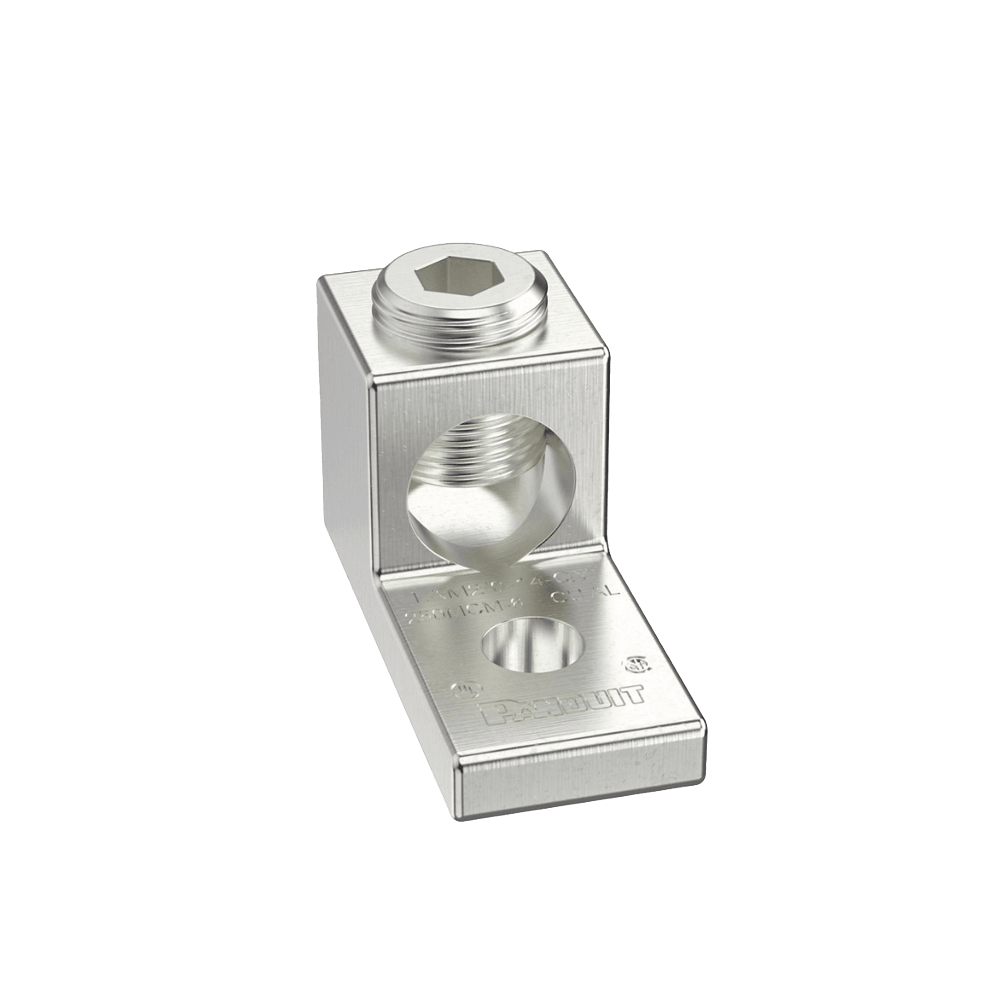 Aluminum Straight Tab Terminal with 1/4\" Hole and Barrel for #14 Cabl ...