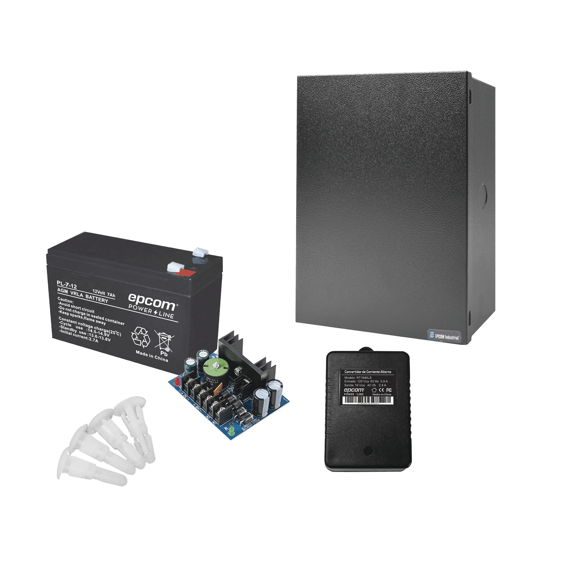 Kit con fuente ALTRONIX de 12 Vcc a 4 Amper, incluye transformador y b ...