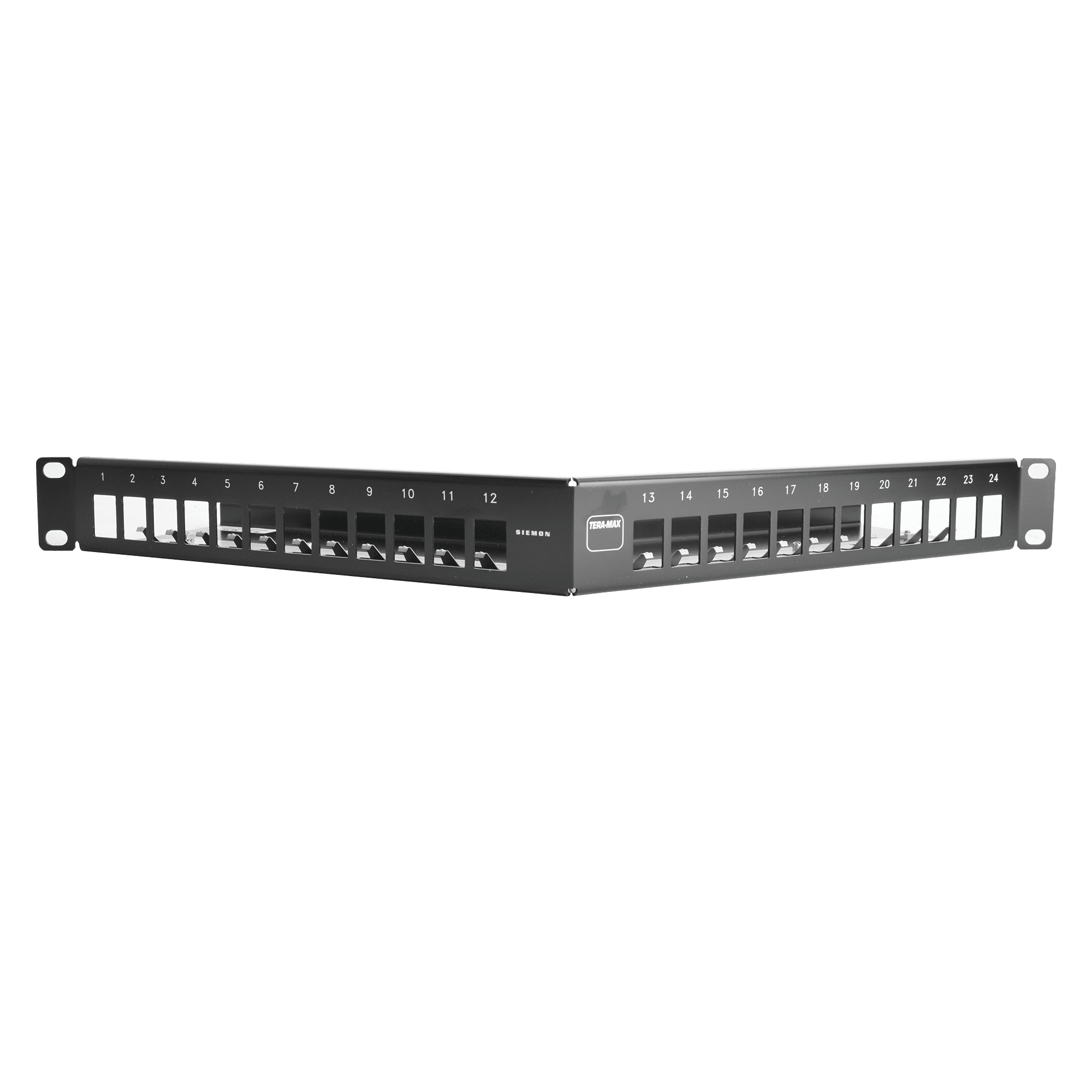 Patch Panel TERA-MAX de 24 Puertos, Modular, Angulado, Color Negro, 1U ...